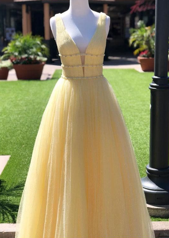 Vintage Yellow Long Prom Dress on Luulla