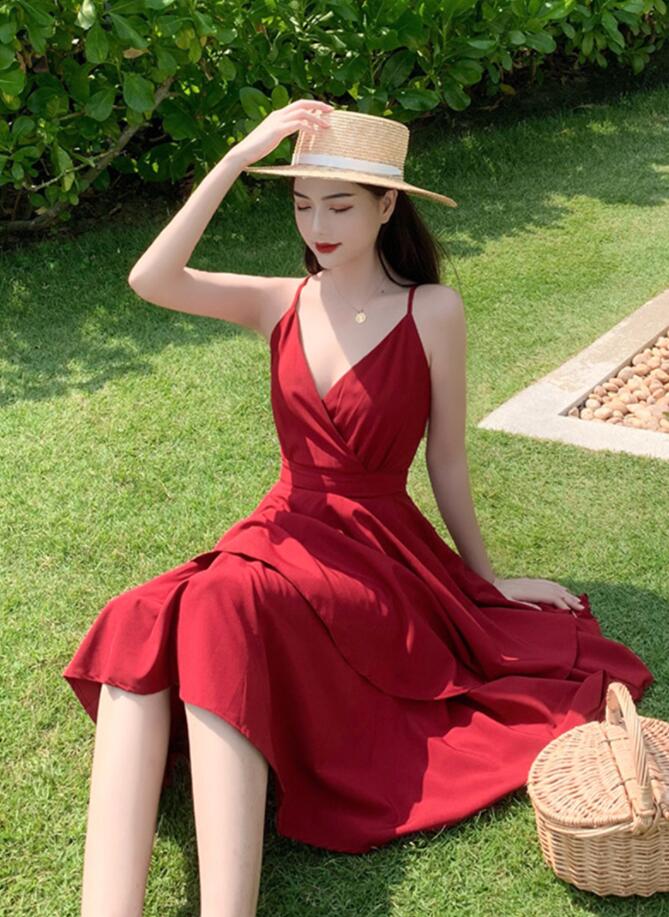 Fashion A Line V Neck Short Backless Dress on Luulla