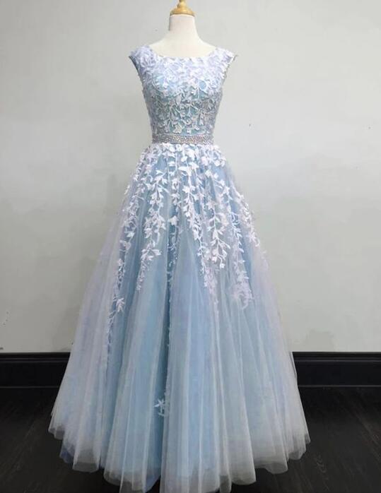 Modest Tulle Lace Embroidery Prom Dresses on Luulla