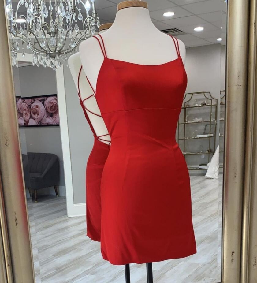 Cute Scoop Neck Short Red Bodycon Dress on Luulla