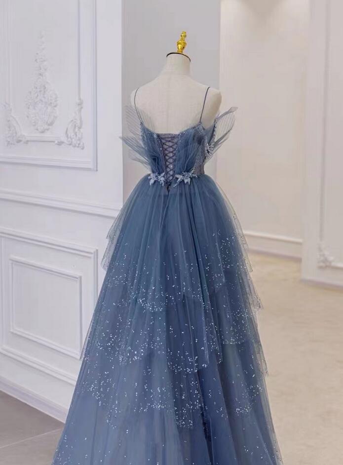 Elegant A Line Sparkly Princess Grey Evening Dress on Luulla