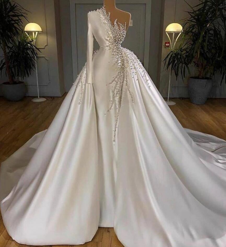 Vintage Amazing Mermaid Pearls Prom Dresses, Detachable Prom Dresses on ...