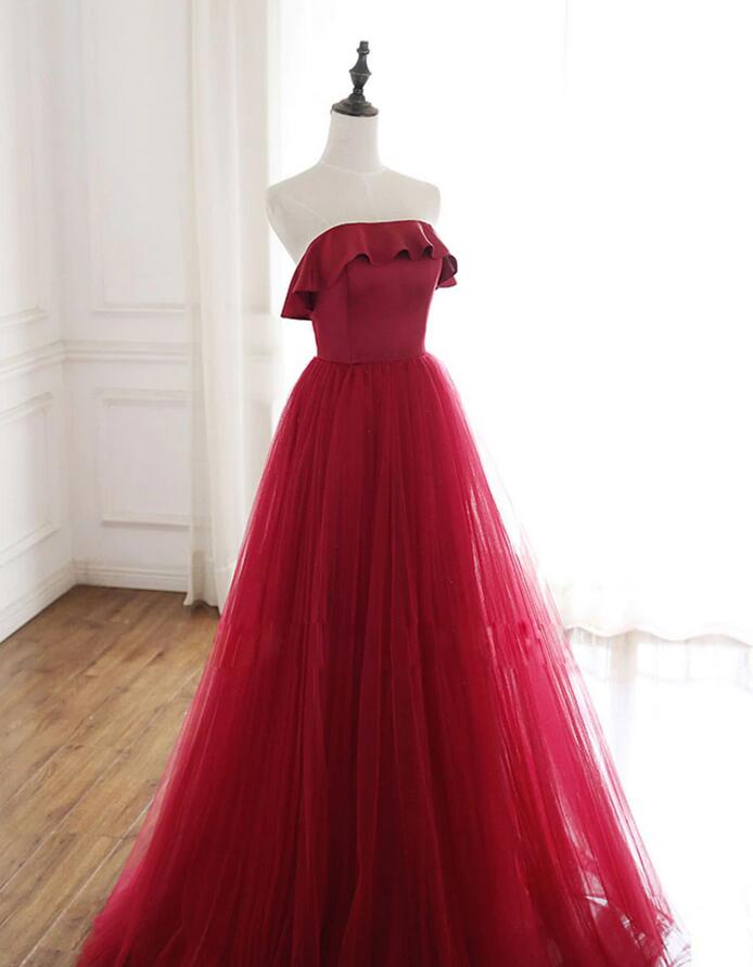 A-line Burgundy Princess Prom Dress on Luulla
