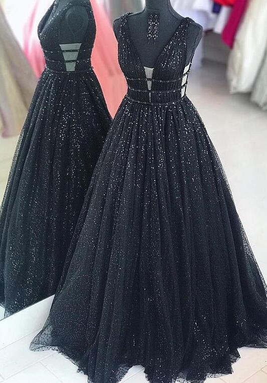 Elegant Glitter Black Sequins Prom Dresses on Luulla