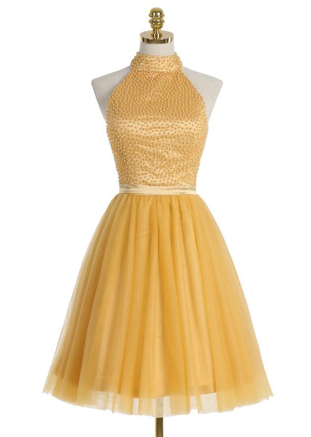 Halter Beaded Prom Dress,mini Prom Dress on Luulla