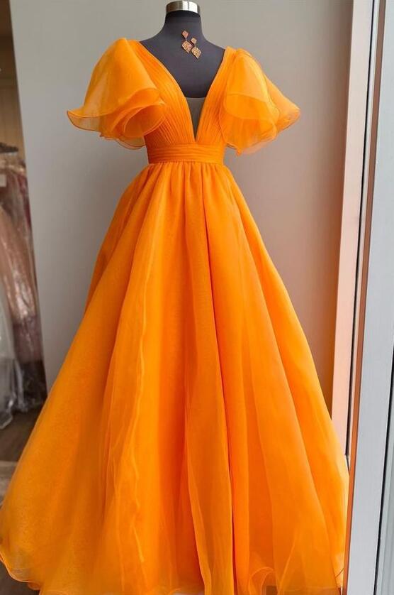 A Line Orange Formal Gown Derss on Luulla