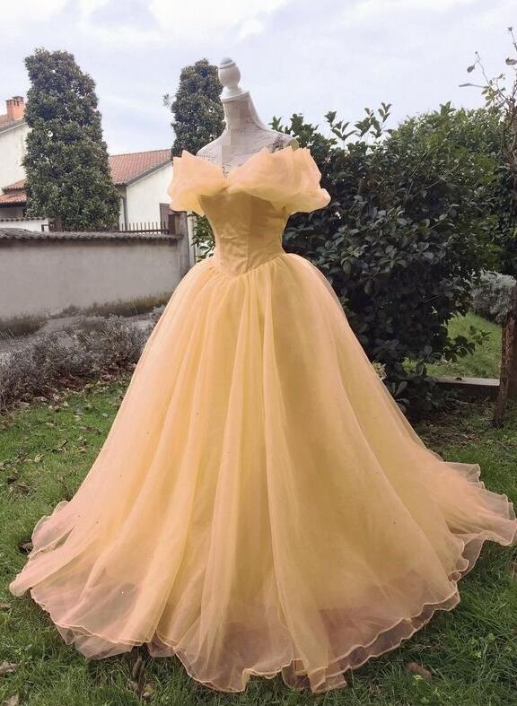Princess A Line Yellow Tulle Prom Dress Formal Dress on Luulla