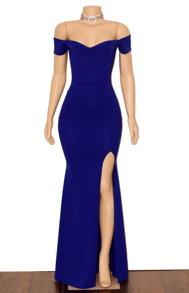 Off Shoulder High Split Side Long Evening Dress on Luulla