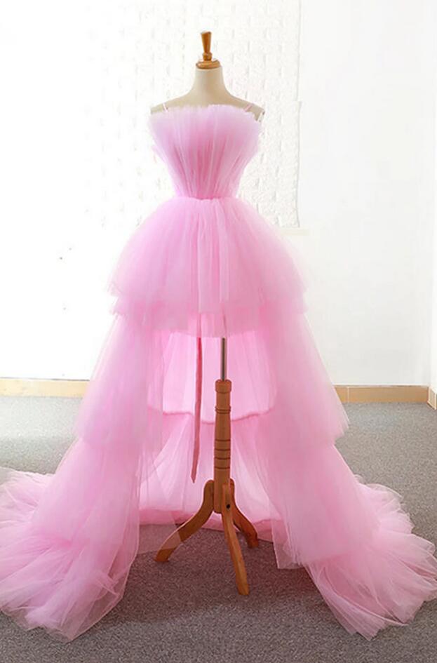 Gorgeous High Low Pink Tulle Prom Dresses on Luulla