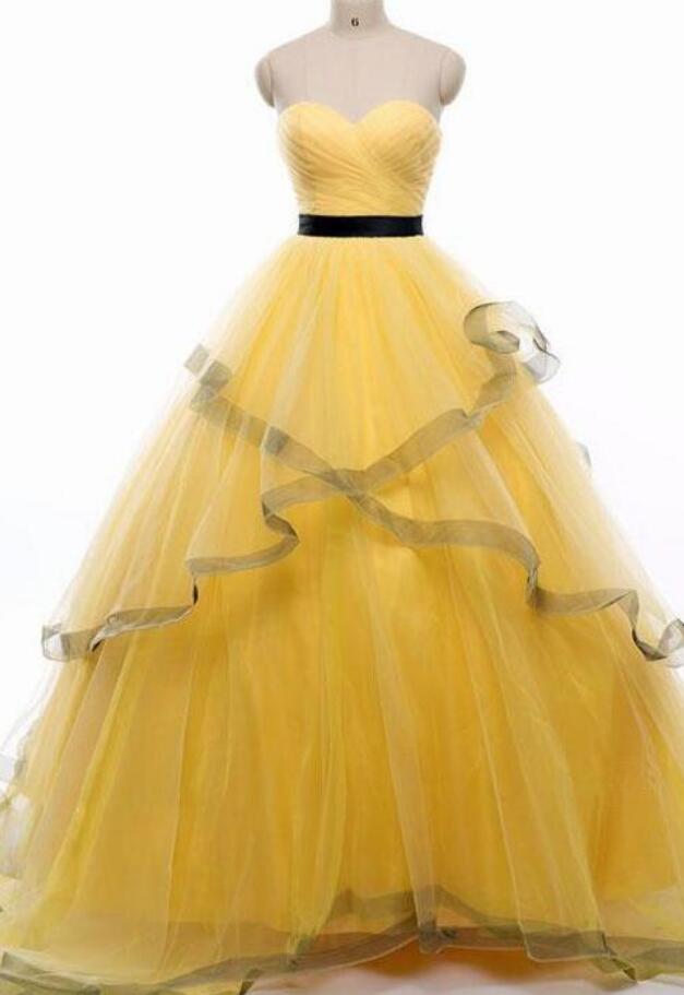 Off Shoulder A Line Yellow Prom Dress on Luulla