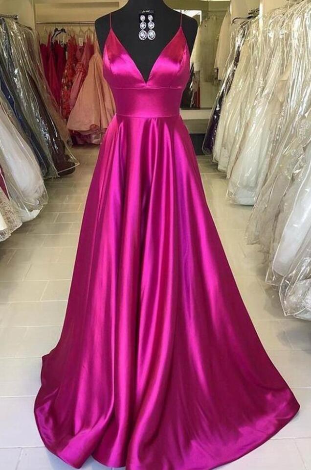 Popular A Line V-neck Long Prom Dresses on Luulla