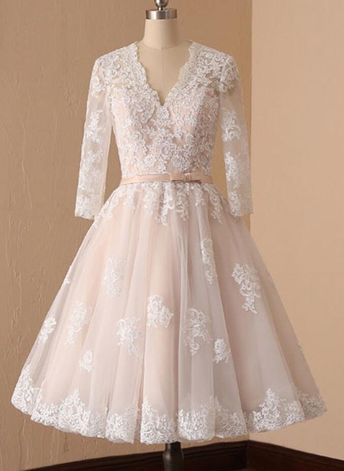Cute Tulle Lace Short Wedding Dresses on Luulla