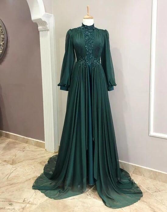 Elegant Long Sleeve Evening Gowns Prom Dresses With Lace on Luulla