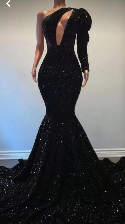 Mermaid Sequins Long Black Prom Dresses on Luulla
