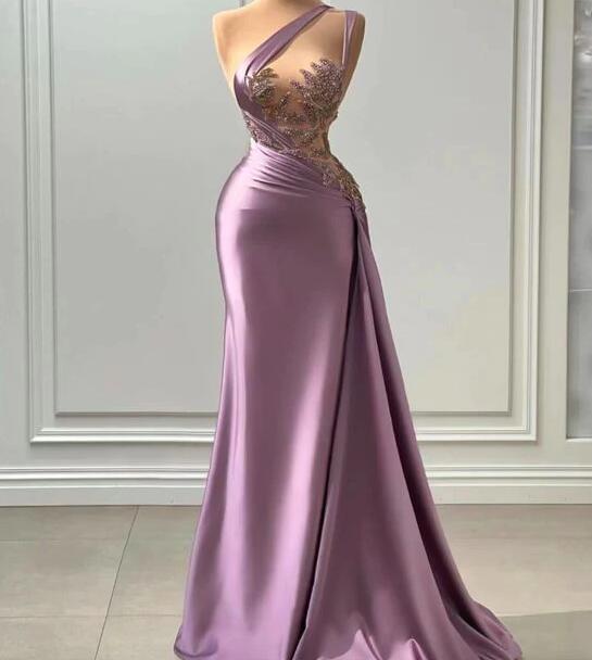 High Quality One Shoulder Purple Prom Dresses on Luulla