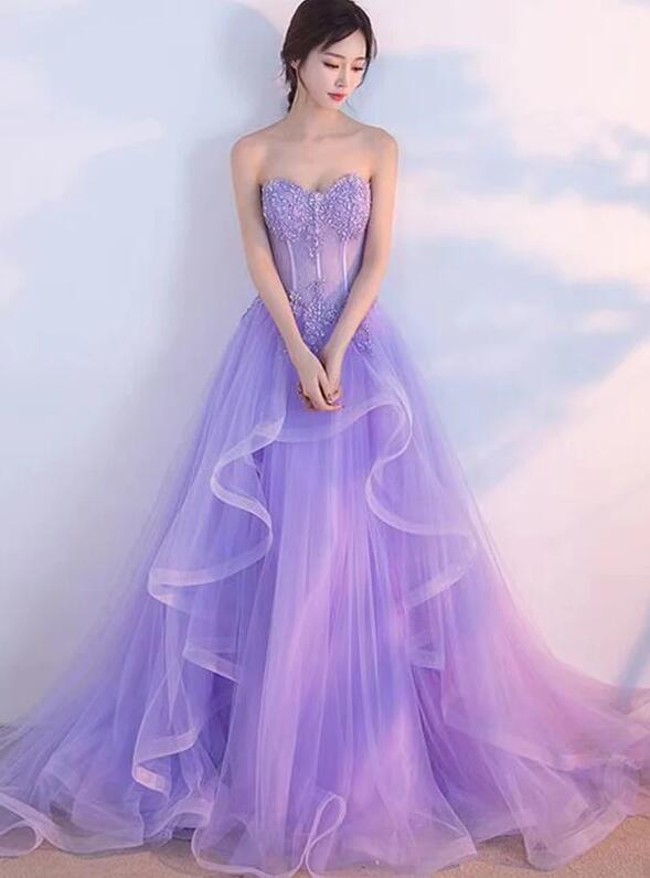 Strapless A-line Light Purple Prom Dresses Lace 2025 on Luulla