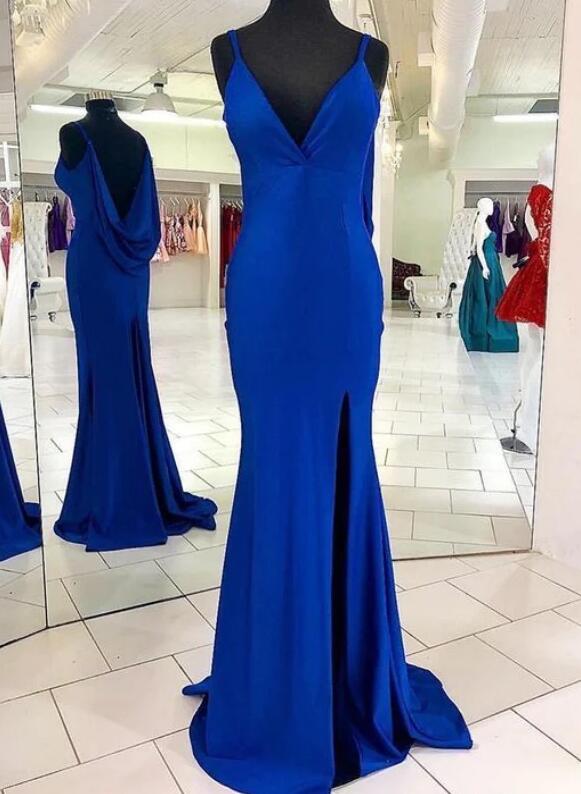 Fashion Royal Blue Simple Long Prom Dresses on Luulla