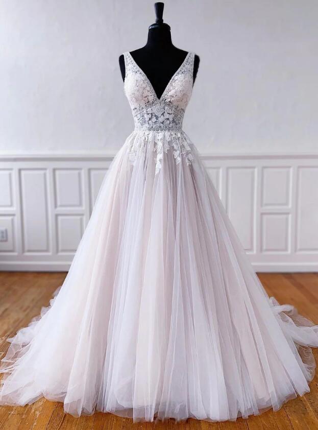 Mermaid A Line Tulle Lace Long Prom Dress on Luulla
