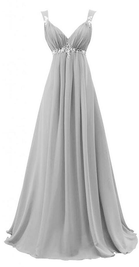 A Line Light Grey Chiffon Prom Dresses on Luulla